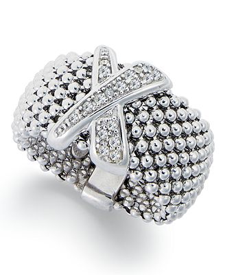 Diamond Mesh X Ring in Sterling Silver (1/6 ct. t.w.) - Rings - Jewelry ...