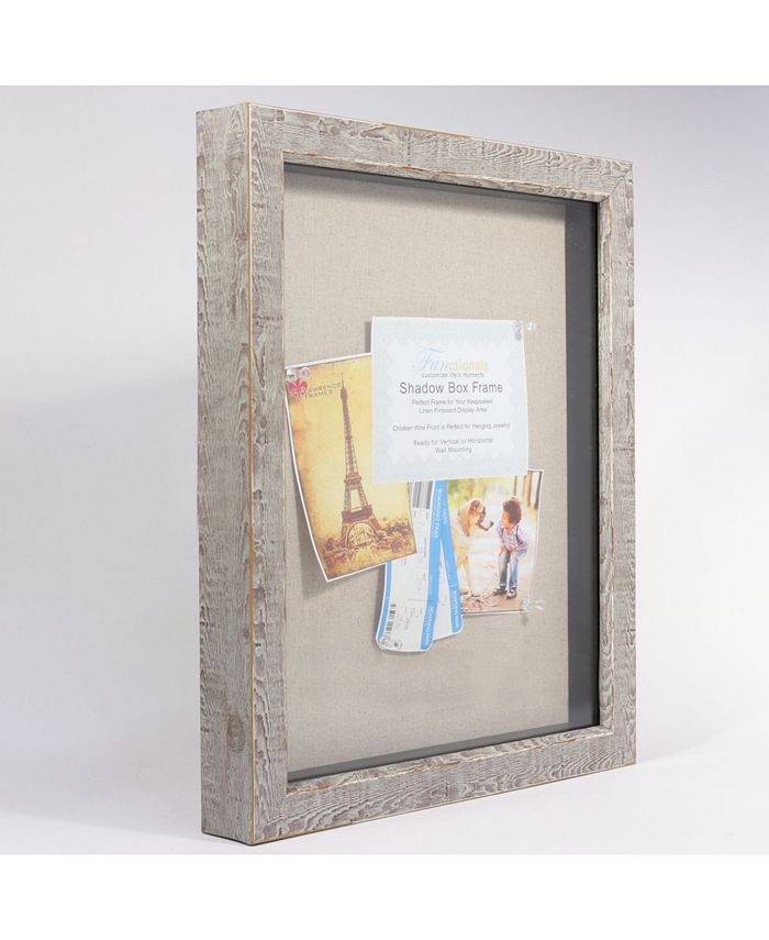 Lawrence Frames Weathered Birch Shadow Box - Linen Display Area - 11" x ...