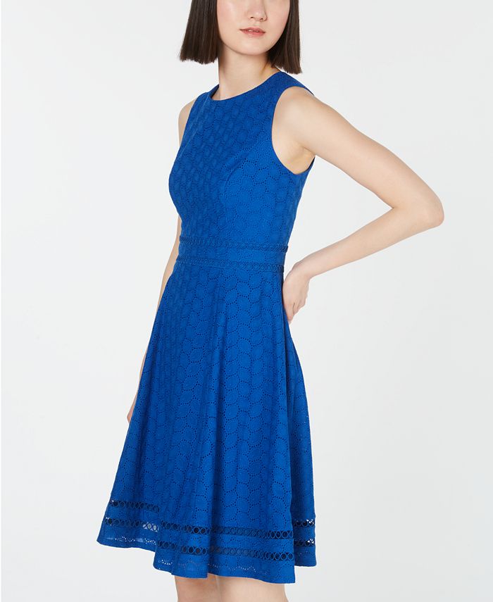 Calvin Klein Eyelet Lace Fit And Flare Dress Macys