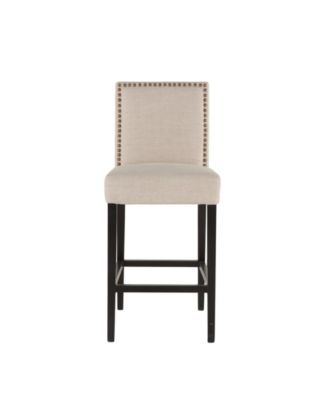 Jona Linen Bar Chair with Dark Walnut Legs - 22.5" x 21" x 45.5" - Macy's