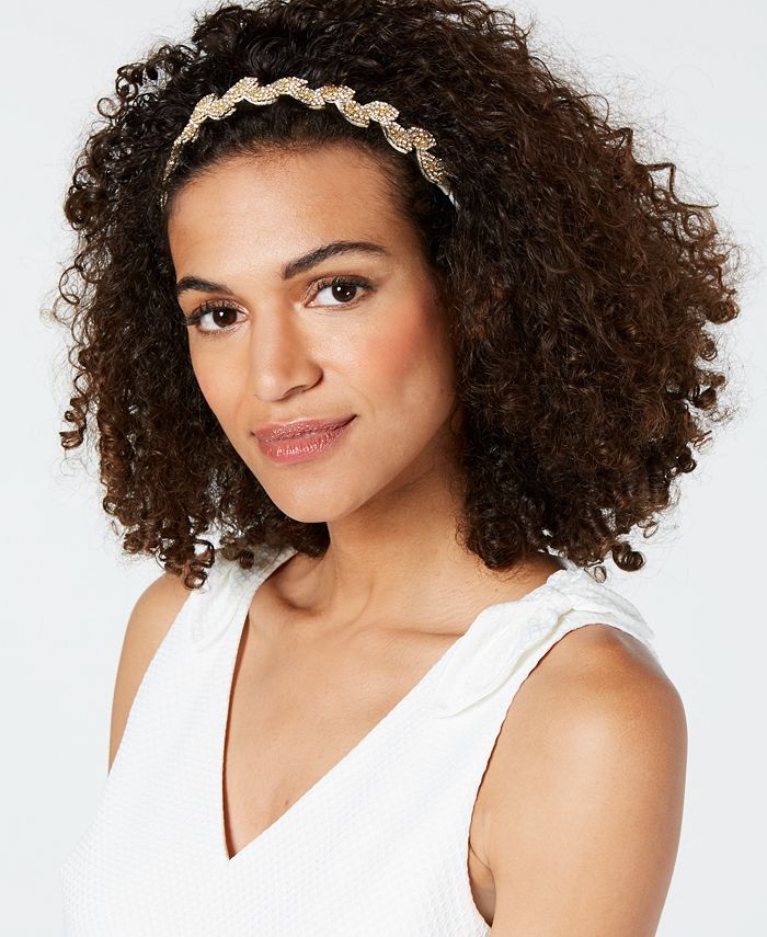 Inc International Concepts Inc Gold Tone Crystal Leaf Stretch Headband