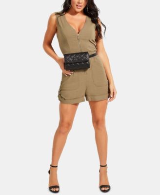GUESS Zippered Cuffed Romper - Macy's