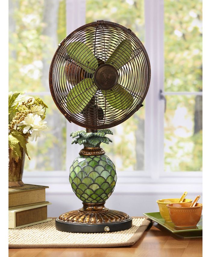 DecoBreeze Table Fan with Lamp- Mosaic Glass Pineapple - Macy's
