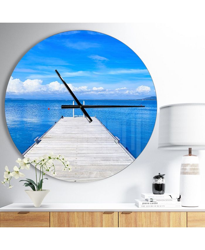 Design Art Designart Oversized Coastal Round Metal Wall Clock - Macy's