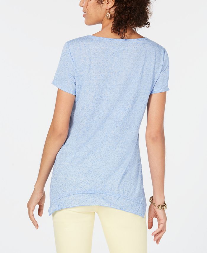Style & Co Metallic-Print High-Low Top, Created for Macy's - Macy's