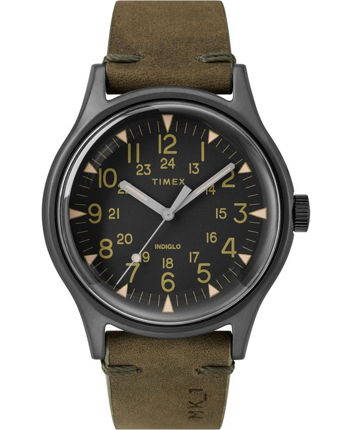 Timex Mk1 Steel 40mm Leather Strap Watch - Macy's
