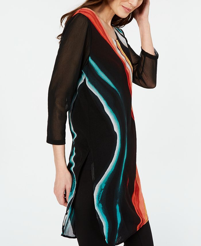 Alfani Printed Mesh Tunic, Created for Macy's - Macy's