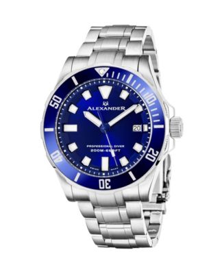 Alexander Watch A501B-02, Mens Quartz Diver Watch with Stainless Steel ...