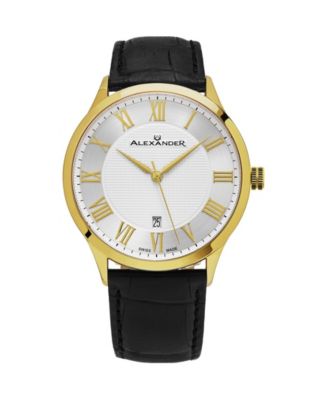 Alexander Watch A103-03, Stainless Steel Yellow Gold Tone Case on Black ...