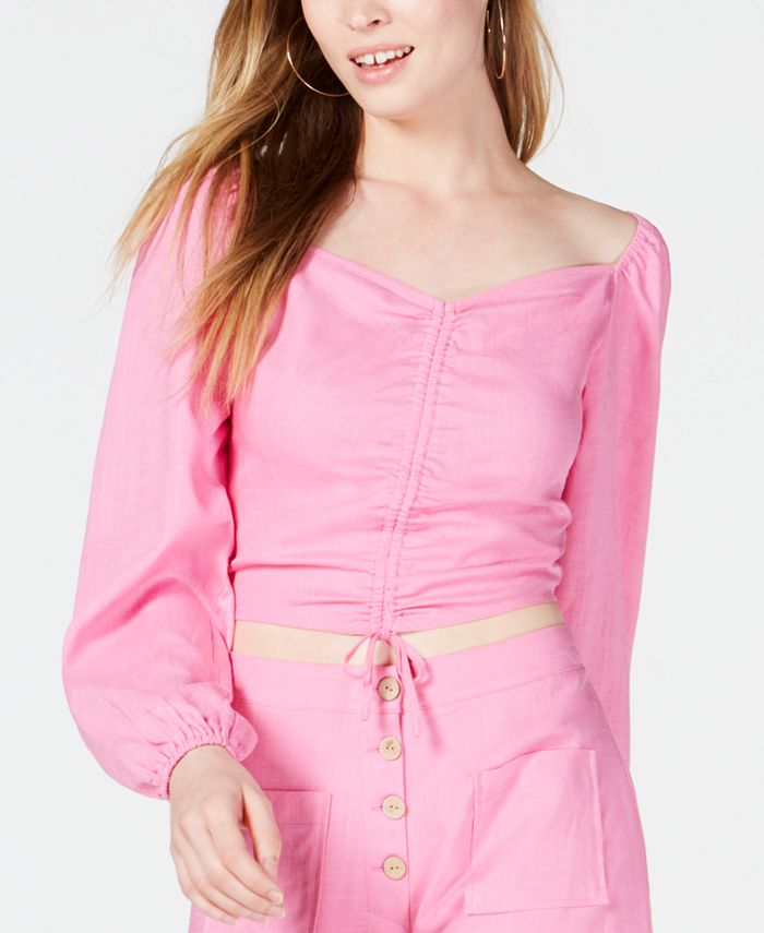 4SI3NNA Ruched Cropped Top - Macy's