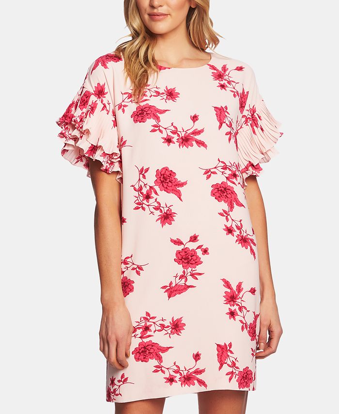 CeCe Floral-Print Ruffled Sleeve Dress - Macy's