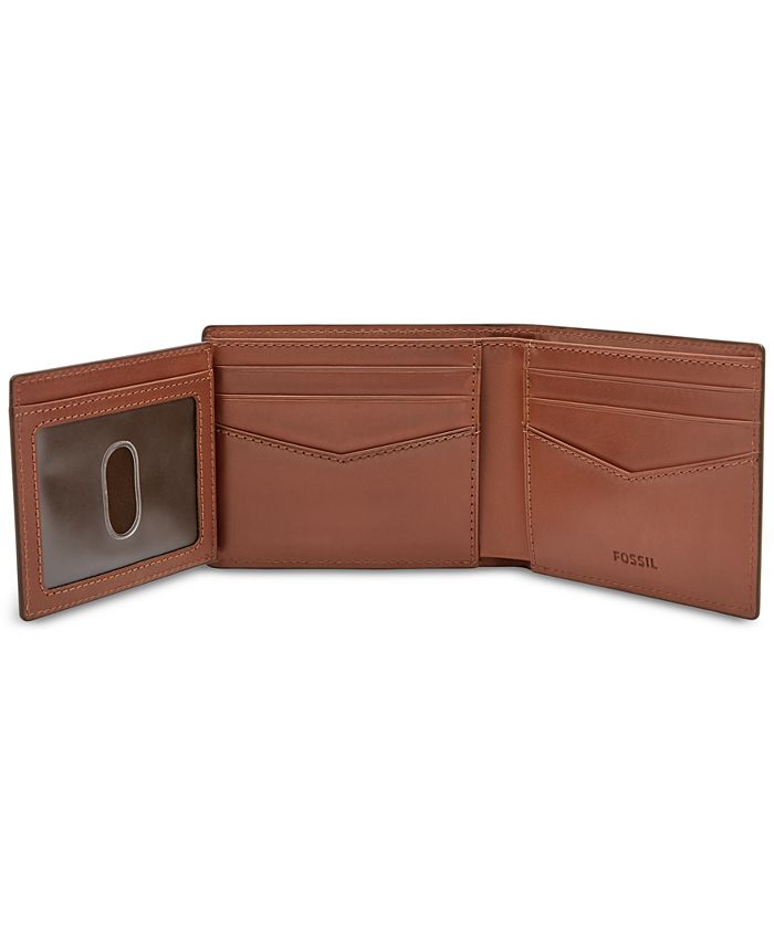 Fossil Men's Everett Embossed Flip-ID Leather Wallet - Macy's