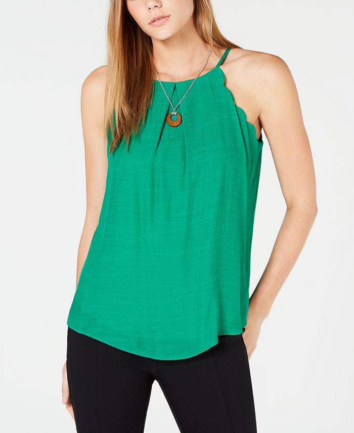 BCX Juniors' Scalloped Tank Top with Necklace - Macy's