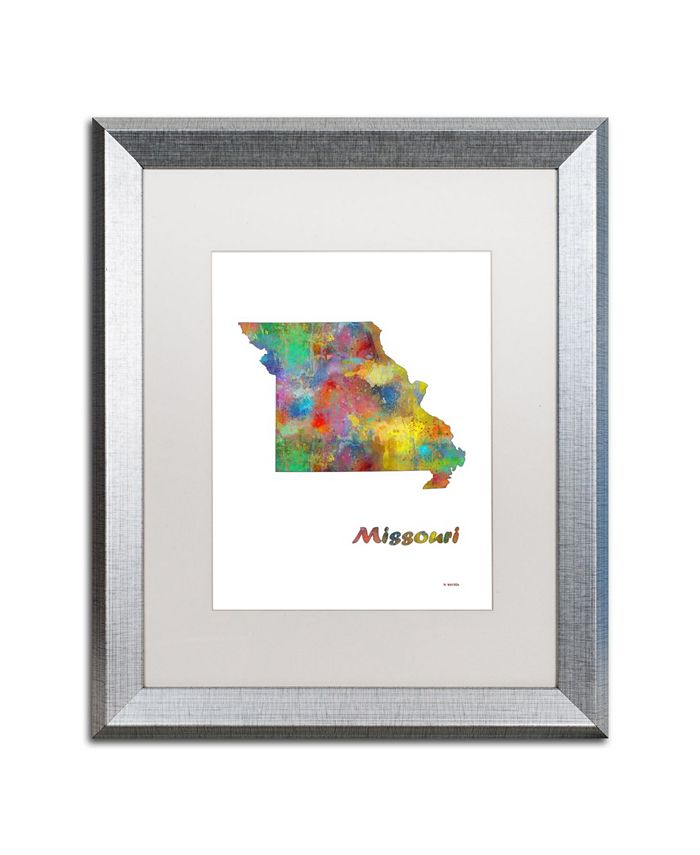 Trademark Global Marlene Watson 'Missouri State Map-1' Matted Framed ...