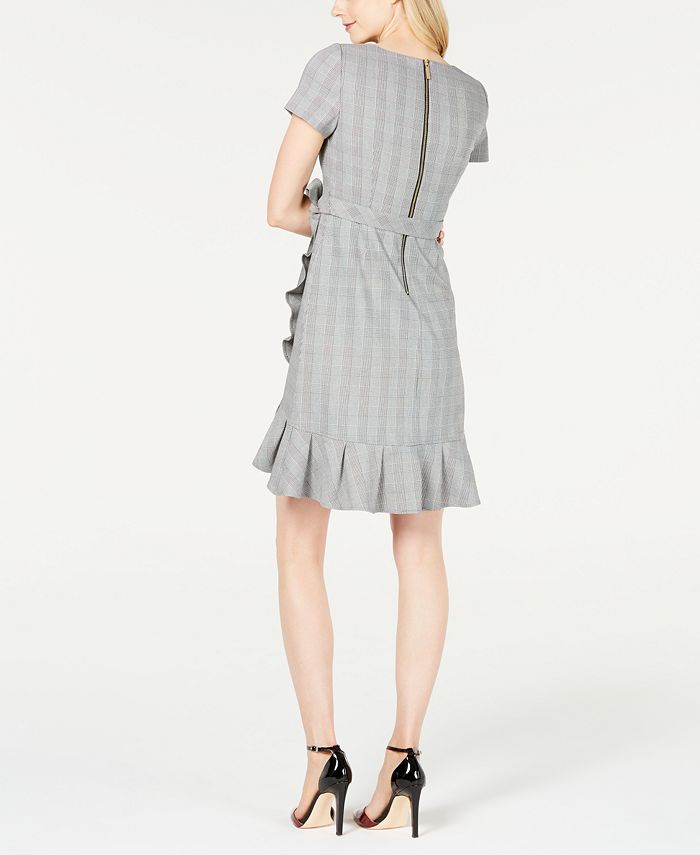 Calvin Klein Plaid Ruffled Dress - Macy's