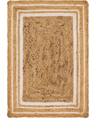 Bayshore Home Braided Border Brb1 Natural/White 2' x 3' Area Rug - Macy's