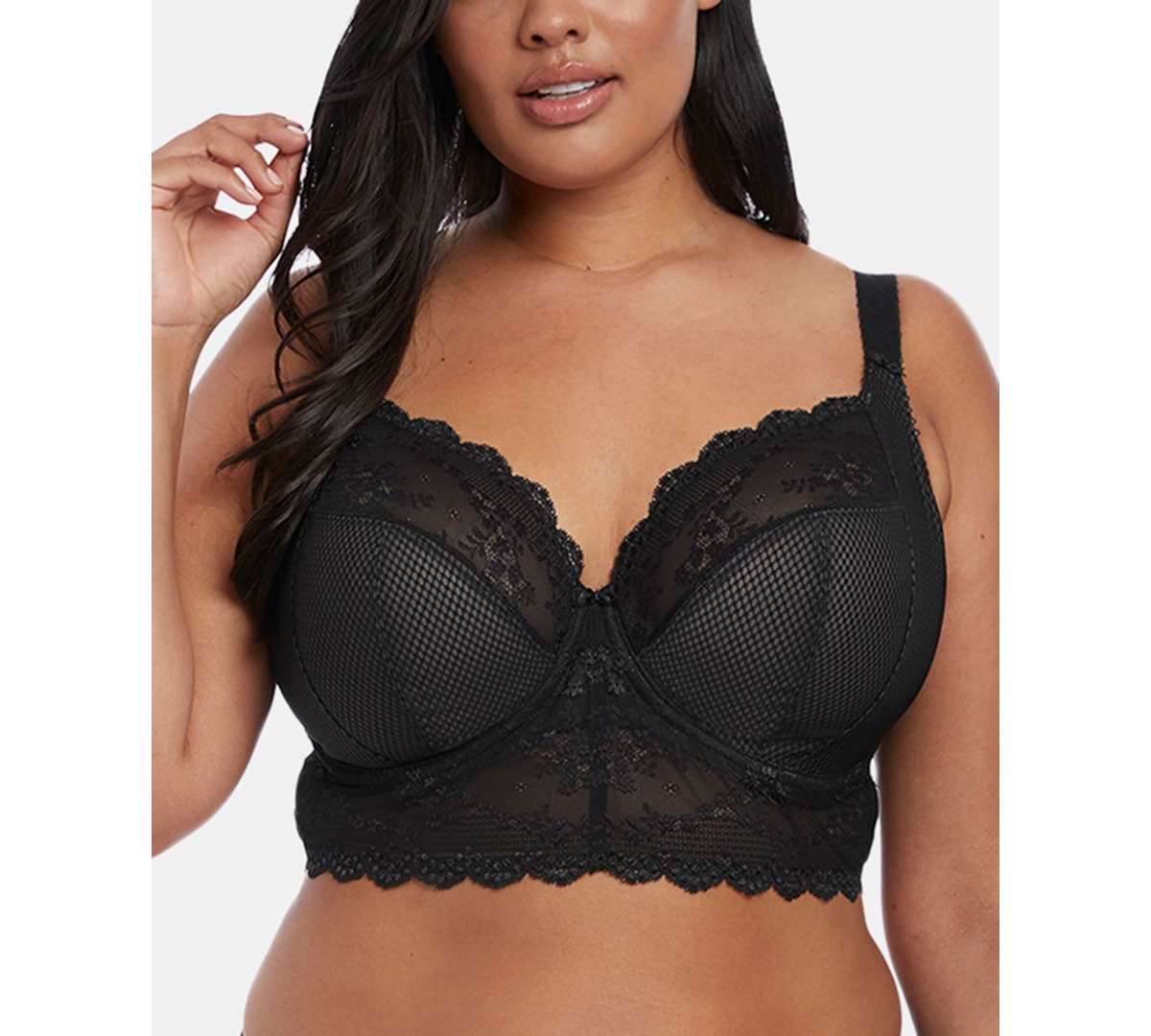 Elomi Full Figure Charley Lace Underwire Longline Bra EL4381  Online Only - Black