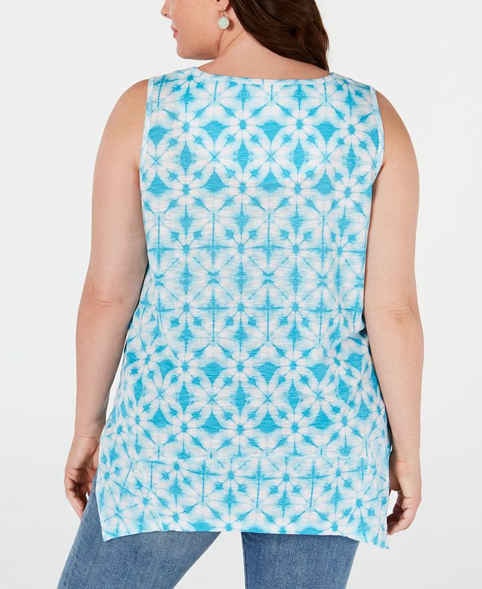 Style & Co Plus Size Printed Vented-Hem Top, Created for Macy's - Macy's