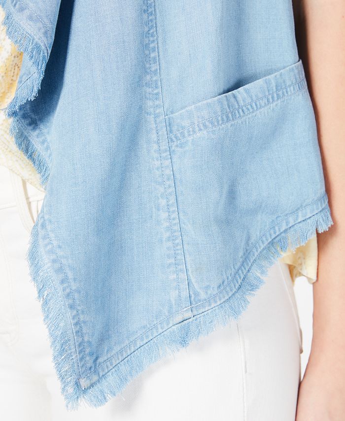 Style & Co Draped-Front Frayed-Hem Vest, Created for Macy's - Macy's