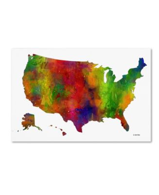 Marlene Watson 'USA Map Clr-1' Canvas Art - 16" x 24" - Macy's