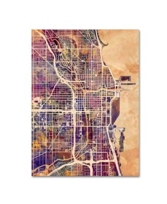 Michael Tompsett 'Chicago City Street Map' Canvas Art - 24" x 32" - Macy's