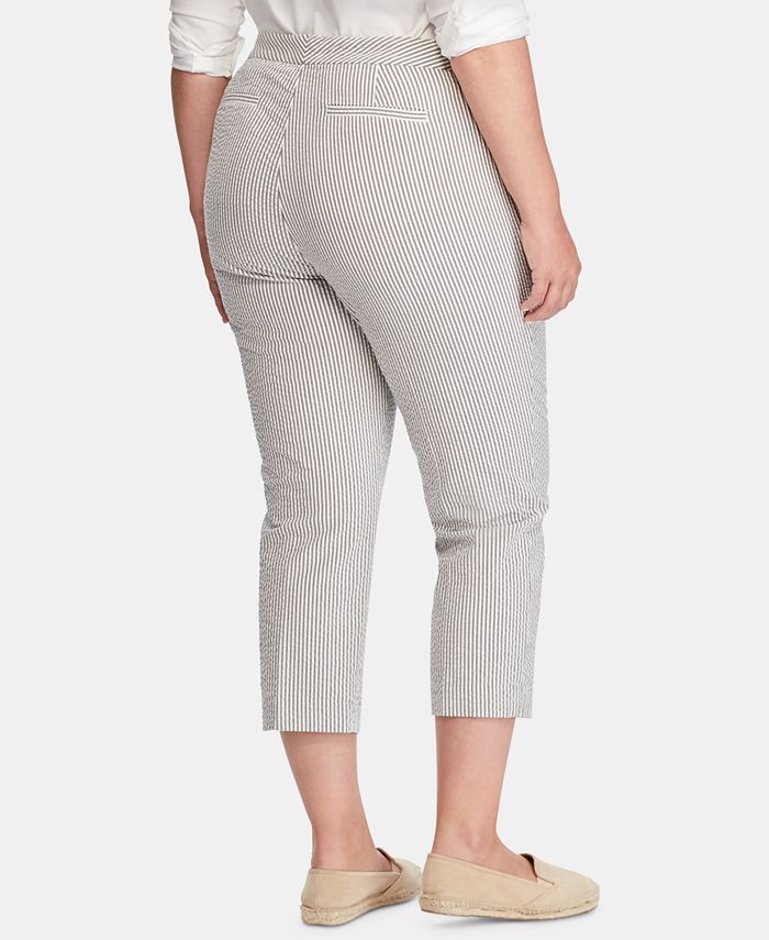 Lauren Ralph Lauren Plus-Size Seersucker Skinny Pants - Macy's