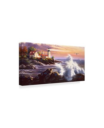 Trademark Global D. Rusty Rust 'Lighthouse Waves' Canvas Art - 12" x 24 ...