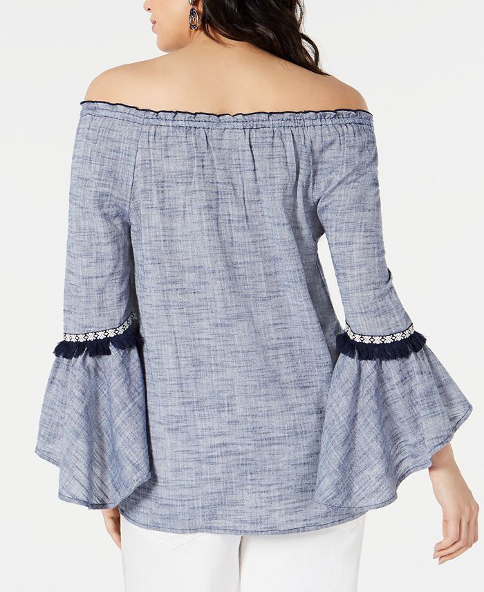 Style & Co Off-The-Shoulder Neck Top, Created for Macy's - Macy's