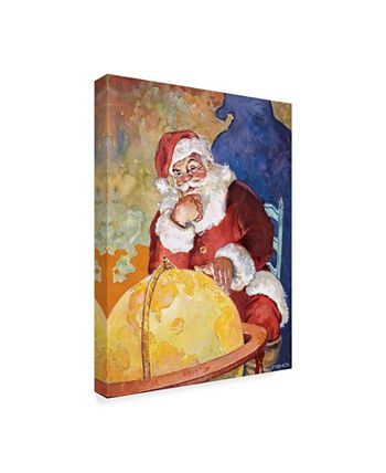 Trademark Global Hal Frenck 'Santa With Globe' Canvas Art - 35" x 47 ...