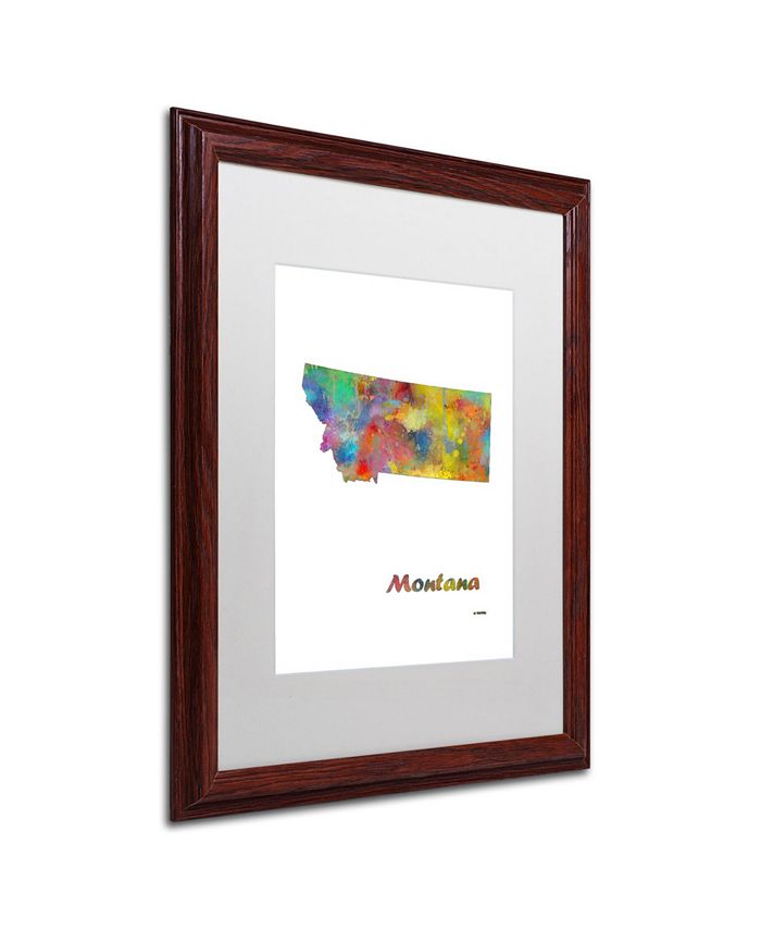 Trademark Global Marlene Watson 'Montana State Map-1' Matted Framed Art ...