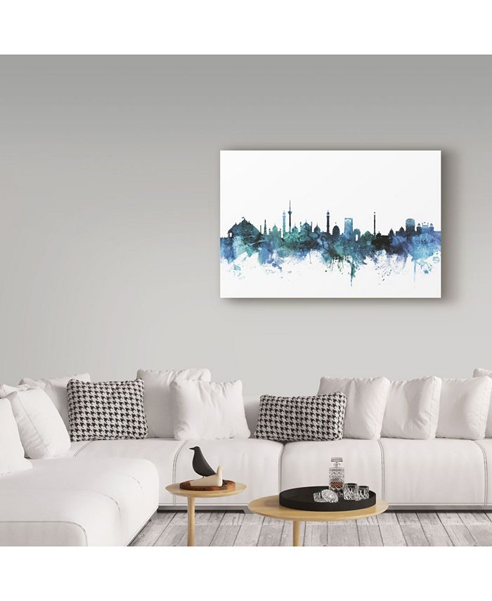 Trademark Global Michael Tompsett 'New Delhi India Blue Teal Skyline ...