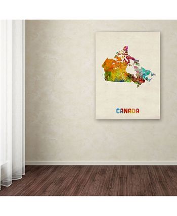 Trademark Global Michael Tompsett 'Canada Watercolor Map' Canvas Art ...