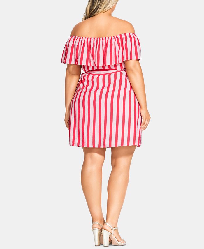 City Chic Trendy Plus Size Striped Off The Shoulder Dress Macys