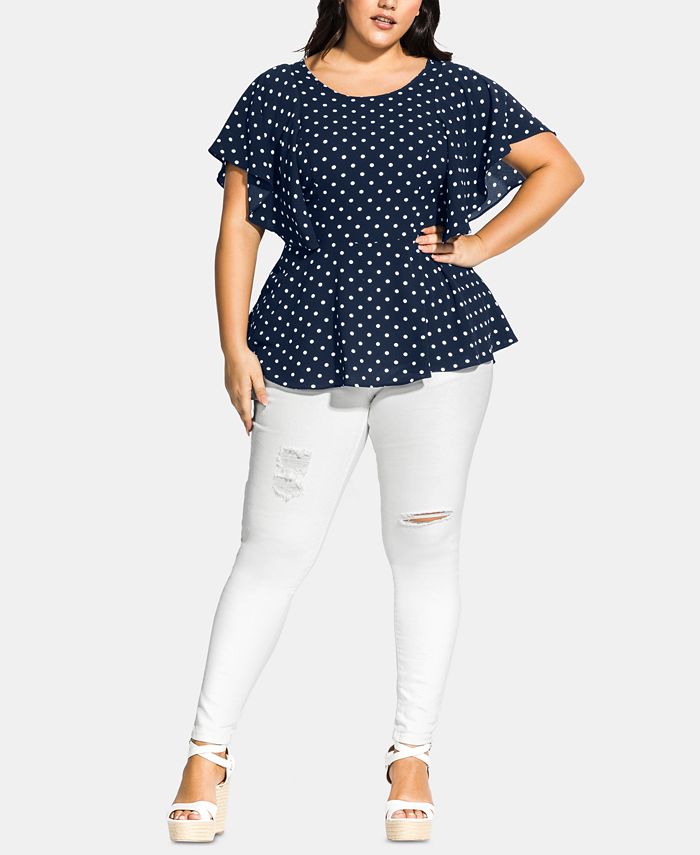 City Chic Trendy Plus Size Dot-Print High-Low Top - Macy's