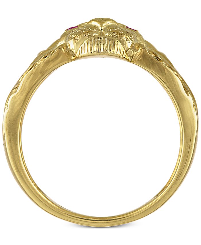 Macy's Ruby Accent & Diamond Accent Lion Ring in 14k Gold-Plated ...