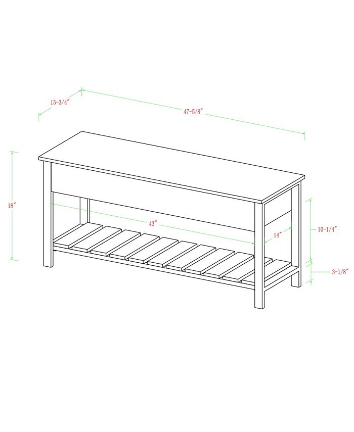 Walker Edison 48 Open Top Storage Bench With Shoe Shelf Barnwood