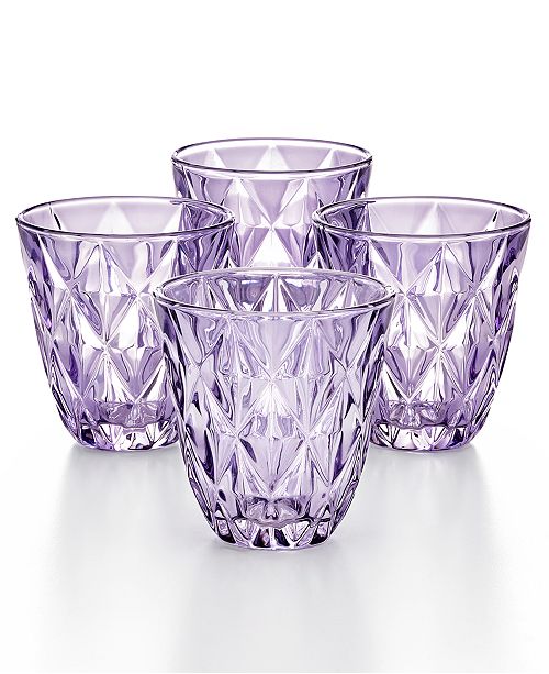 The Cellar CLOSEOUT! Purple Diamond Double Old-Fashioned Glasses, Set ...