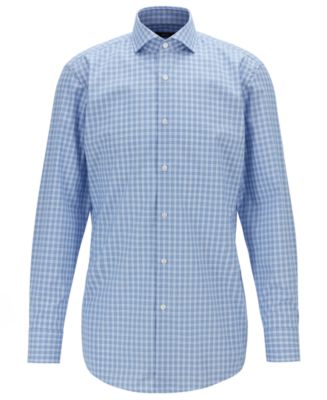 BOSS Men's Mark US Slim-Fit Glen-Check Cotton Shirt - Macy's