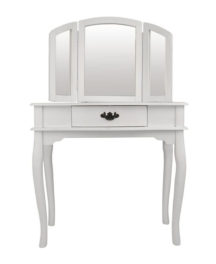 Benzara Wooden Vanity Set Featuring Stool And Mirror - Macy's