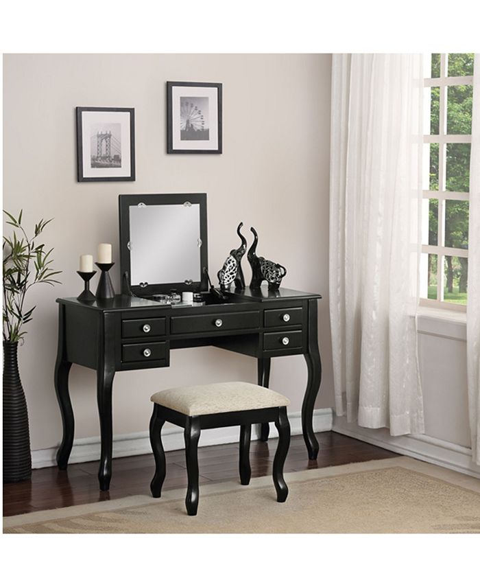 Benzara Vanity Set Featuring Stool And Mirror - Macy's