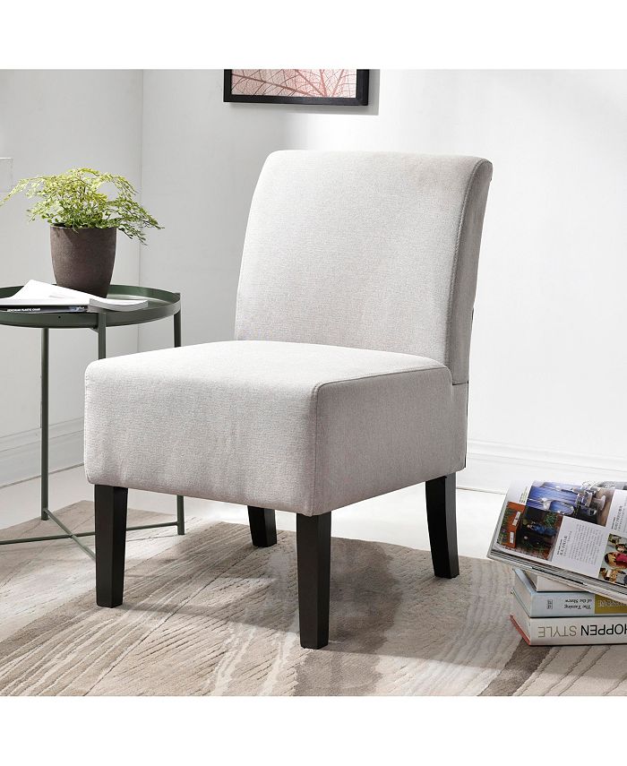 Ac Pacific Modern Upholstered Armless Slipper Chair with Full Back - Macy's