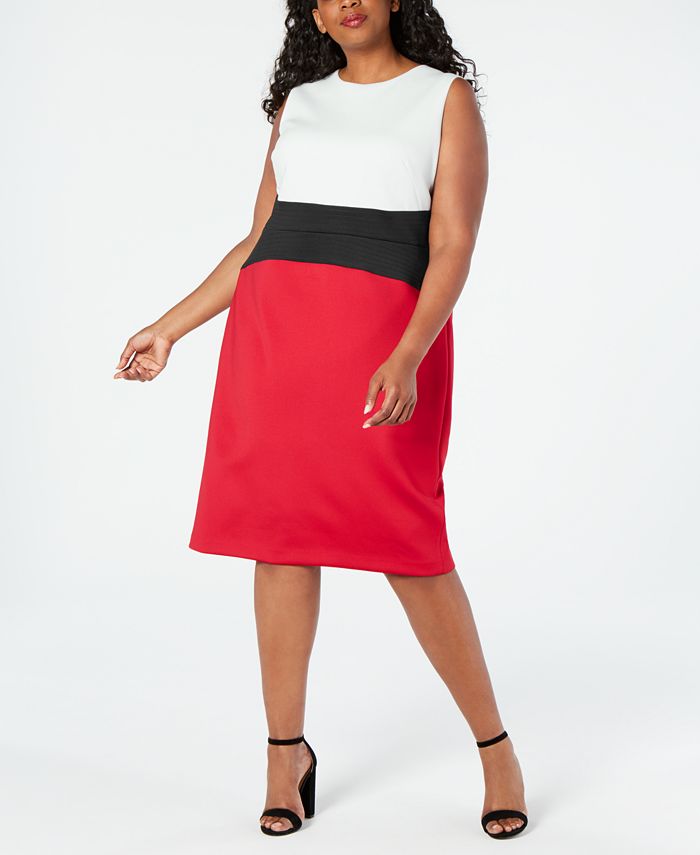 Calvin Klein Plus Size Colorblocked Sheath Dress - Macy's
