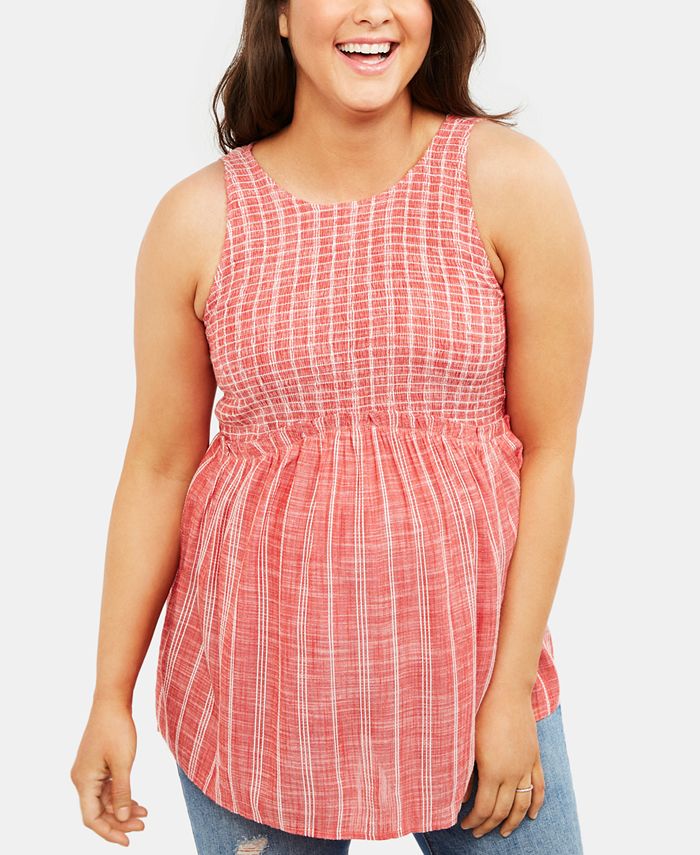 Motherhood Maternity Smocked Chambray Top - Macy's