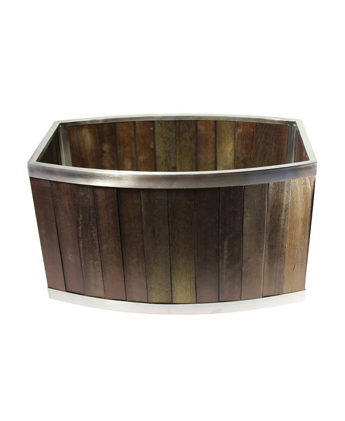 Leisure Season Oval Wooden Planter with Stainless Steel Trim - Macy's