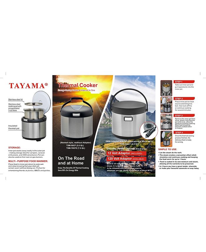 Tayama TXM-E60CF Energy-Saving Thermal Cooker and Food Warmer in One 6 ...