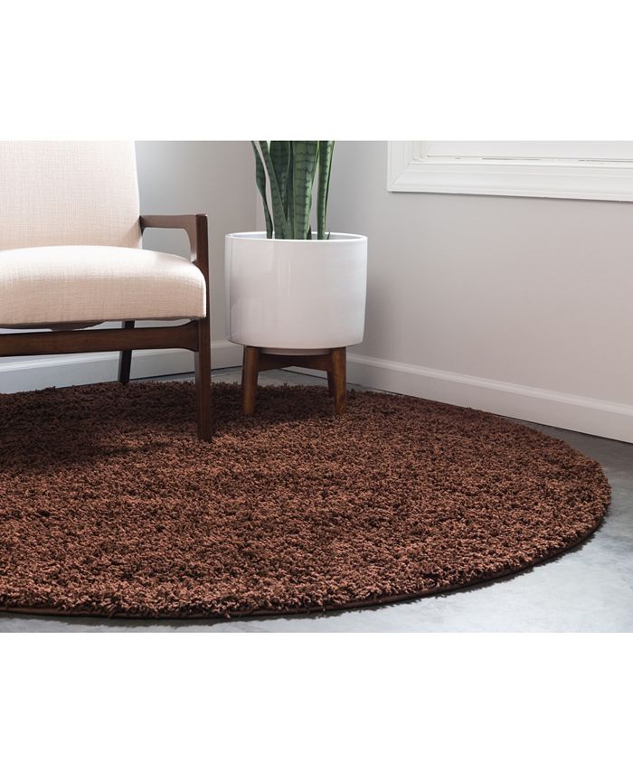 Bridgeport Home Exact Shag Exs1 Chocolate Brown 8' 2" x 8' 2" Round ...