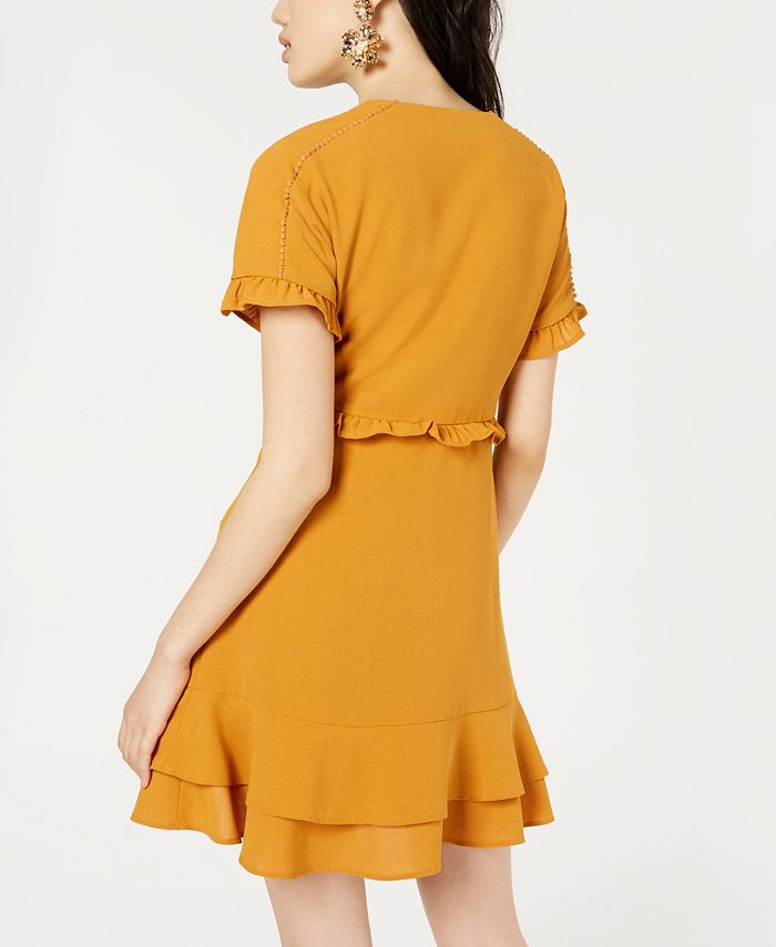 City Studios Juniors' V-Neck Ruffled Dress - Macy's