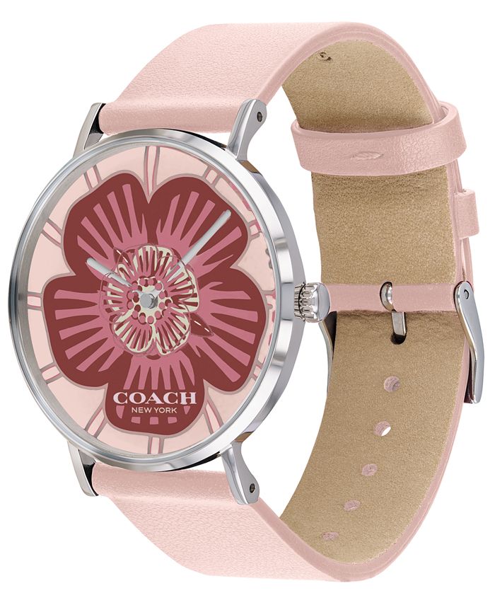 COACH Women's Perry Pink Leather Strap Tea Rose Dial Watch 36mm ...