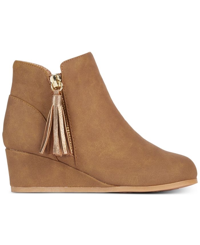 Rampage Little and Big Girls Wedge Tan Booties - Macy's