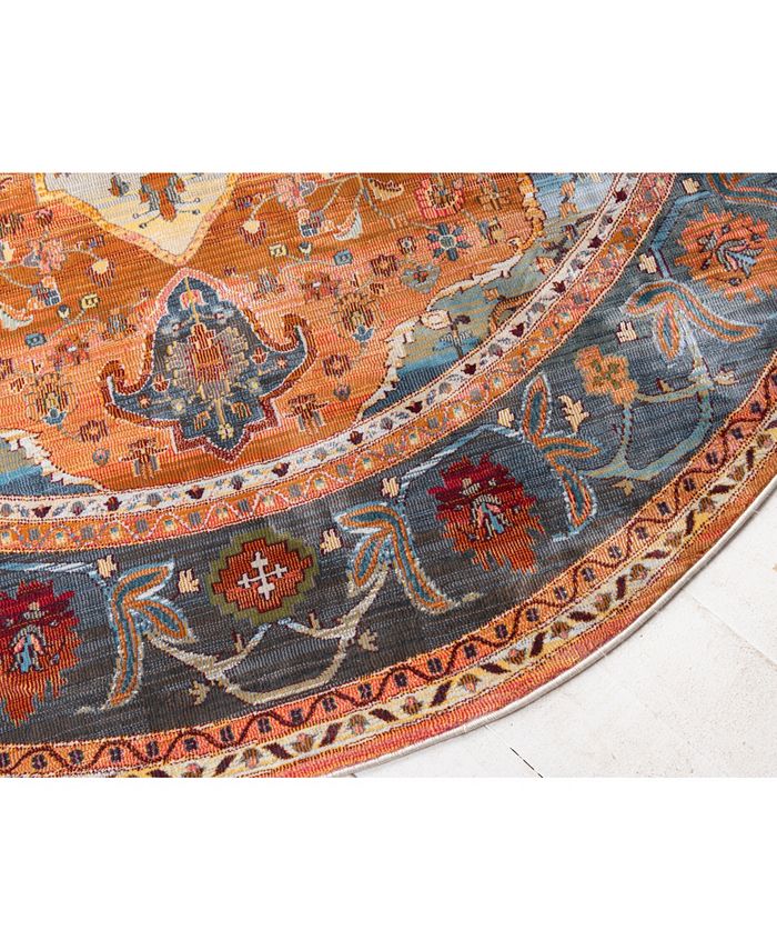 Bayshore Home Kenna Ken1 Rust Red 8' 4" x 8' 4" Round Area Rug - Macy's